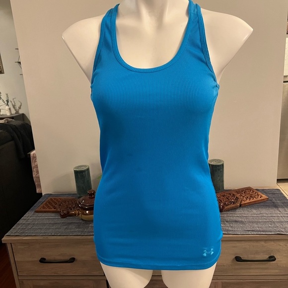 Under Armour | Tops | Great Condition Underarmour Blue Racerback Ribbed ...
